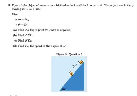 solved figure 3 an object of mass m on frictionless incline slides from