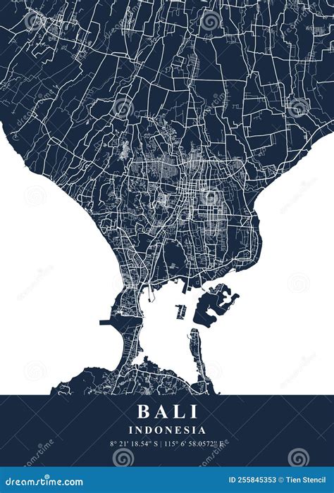 Bali Indonesia Blueprint Plane Map Stock Illustration Illustration