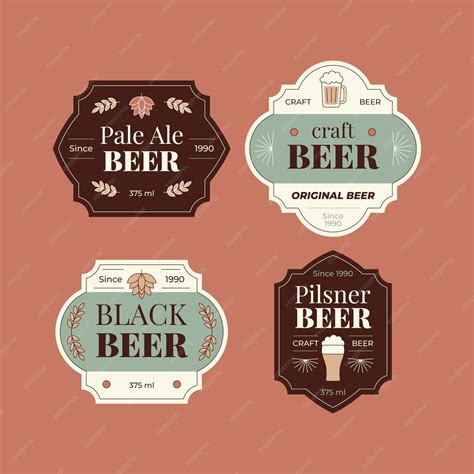 맥주 라벨 디자인 컬렉션 무료 벡터