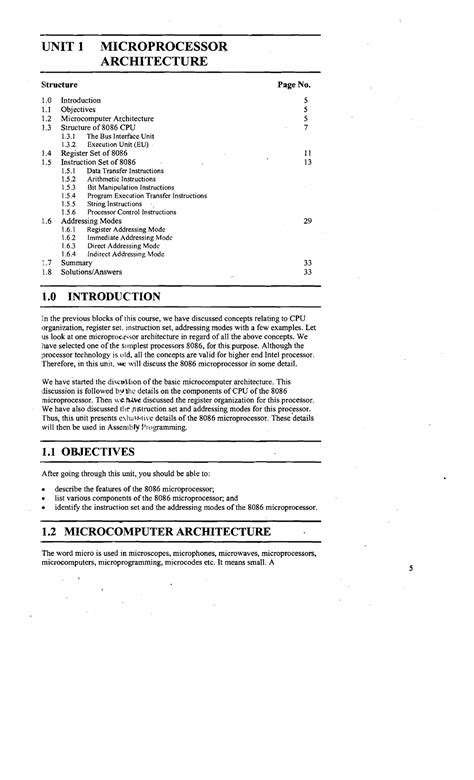 Assembly Language Programing Microprocessor Architecture Unit 1 Microprocessor Architecture