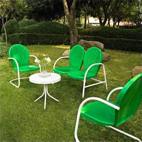 Steel 4 Metal Outdoor Seating Set In Grasshopper Green Pemberly Row 1