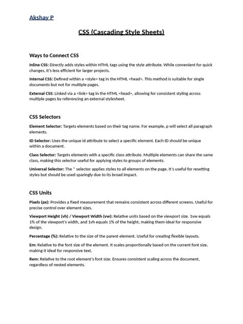 Css Documentation Pdf Software Development Cascading Style Sheets