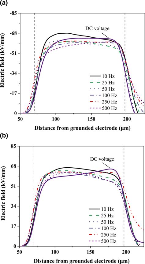 The Electric Field Distributions Under Dc And Half‐wave Sine Voltages