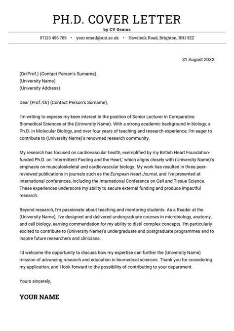 Phd Cover Letter Example And Writing Tips For 2025