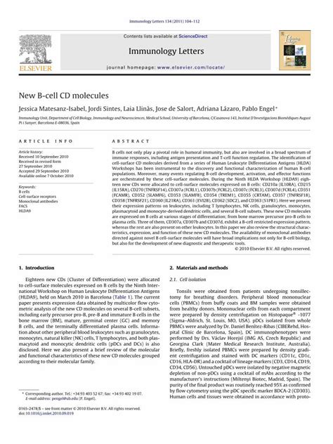 Pdf New B Cell Cd Molecules Dokumentips