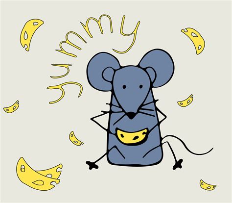 Mouse Eating Cheese 