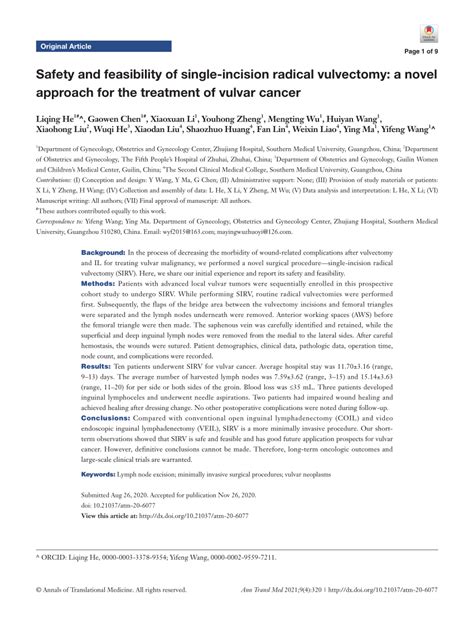 Pdf Safety And Feasibility Of Single Incision Radical Vulvectomy A Novel Approach For The