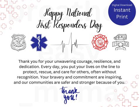 First Responders Day Card Thank You Firefighters Emts Police