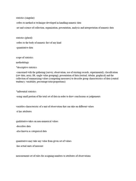 Statistics Reviewer Pdf Arithmetic Mean Statistics