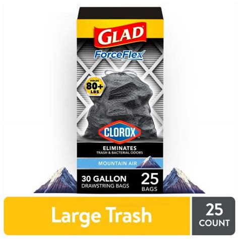 Glad Forceflex Drawstring Large Trash Bags With Clorox In Mountain Air