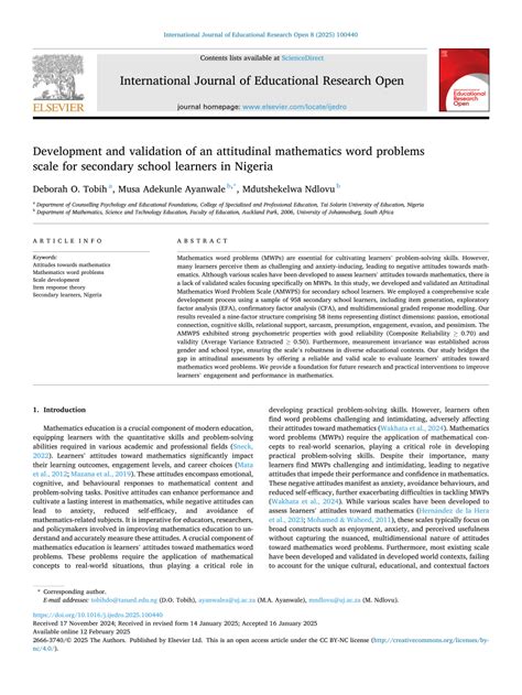 Pdf Development And Validation Of An Attitudinal Mathematics Word