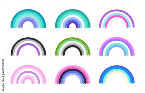 LGBT Sexual Identity Pride Flags Collection Rainbow Lesbian Gay Bisexual Transgender Non Binary