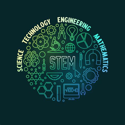Stem Colorful Round Banner Science Technology Engineering And