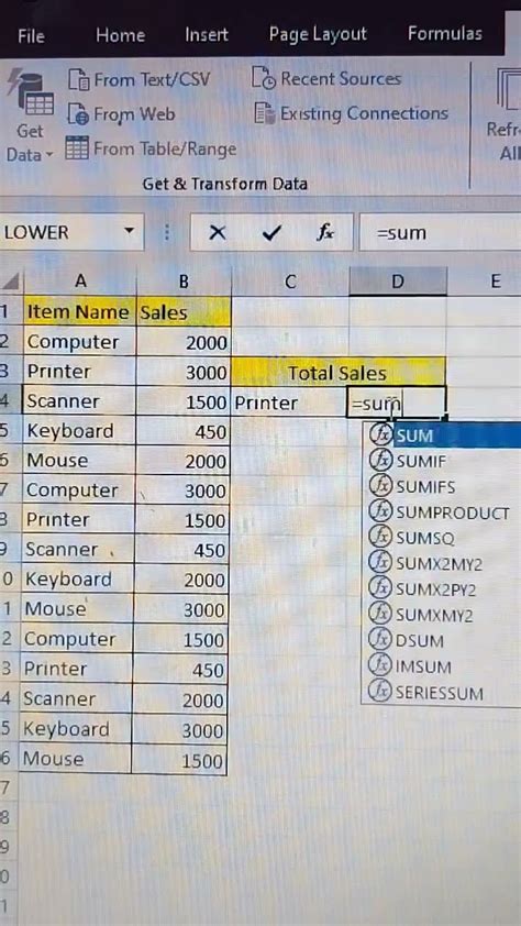 Excel Sumif Function Sumif Viralshort Excelformula Spreadsheet