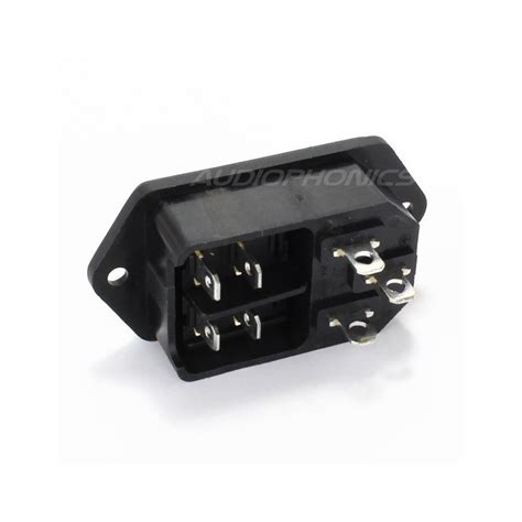 IEC C Power Socket With Toggle Switch ON OFF V A Black Audiophonics