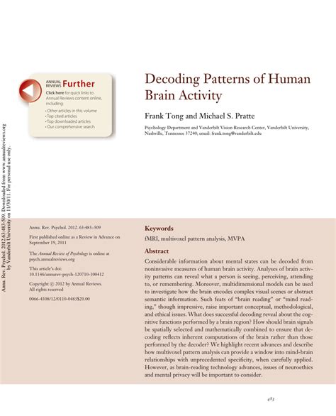 Pdf Decoding Patterns Of Human Brain Activity