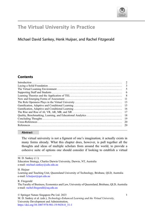 Pdf The Virtual University In Practice