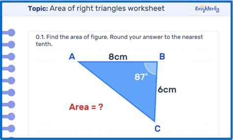 Area Of Right Triangle Worksheet Free Printable