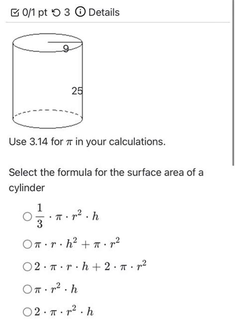 Solved 『 0 1 Pt 3 I Details Use 3 14 For π In Your