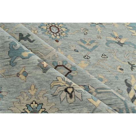 Sky Blue Oushak Wool Light Blue Rug 9 X 12 Ft Rouzati Rugs