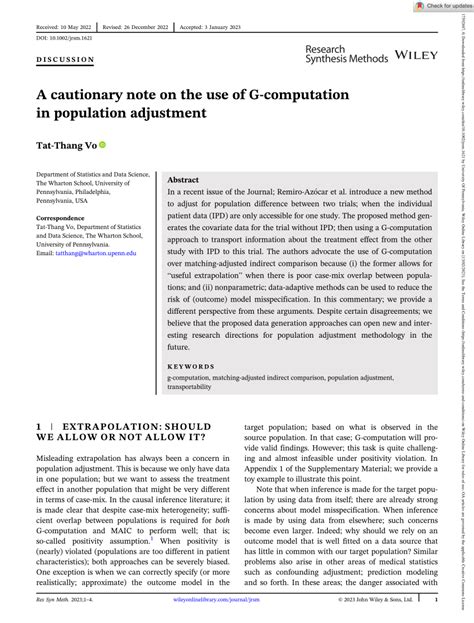 Pdf A Cautionary Note On The Use Of G‐computation In Population