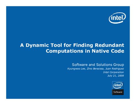 Pdf A Dynamic Tool For Finding Redundant Computations In Native Code