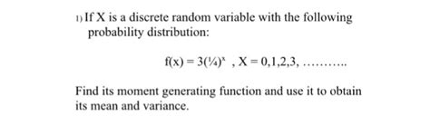 solved if x is a discrete random variable with the following