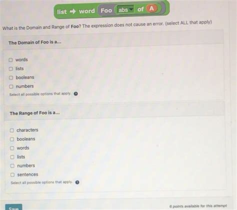 solved what is the domain and range of foo the expression