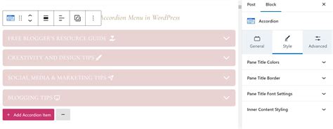 How To Create And Add A Drop Down Accordion Menu To Blog Posts And Pages In Wordpress Natalie