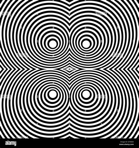 Mirrored Symmetrical Pattern With Concentric Circles Abstract Monochrome Texture Stock Vector