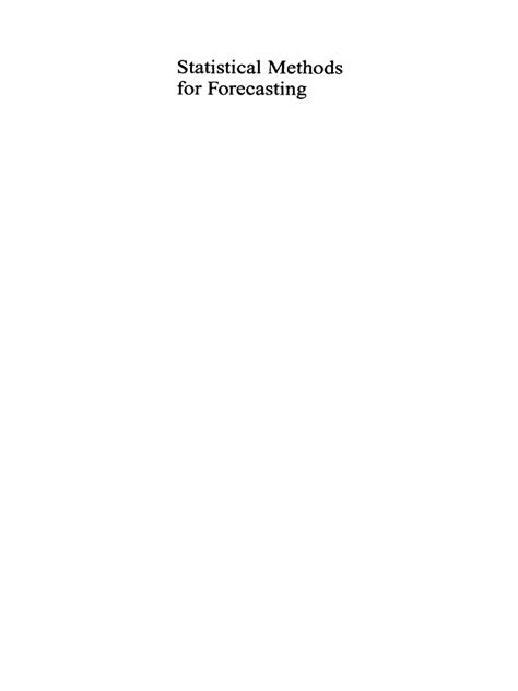 Statistical Methods For Forecasting 1983 Abraham Frontmatter Pdf Autoregressive