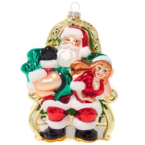 Santas Lap Hand Blown Glass Holiday Ornament Pegasus Pride