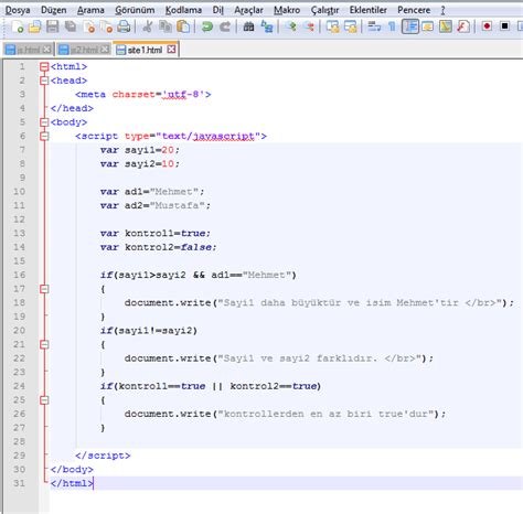 javascript dersleri 3 operatörler