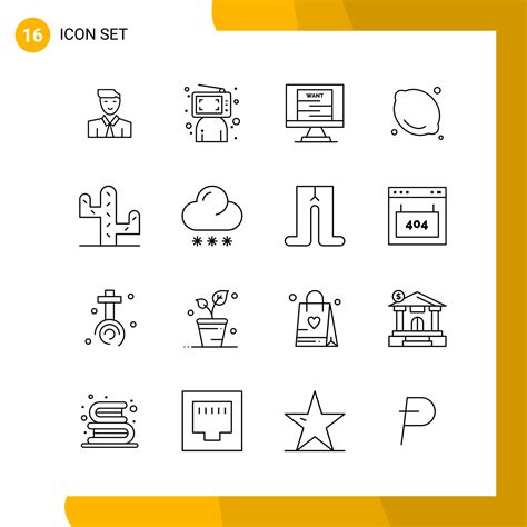 16 Icon Set Line Style Icon Pack Outline Symbols Isolated On White Backgound For Responsive