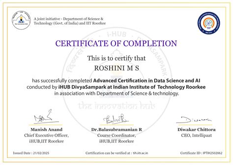 Roshini M S Certified Data Analyst Iit Roorkee Intellipaat