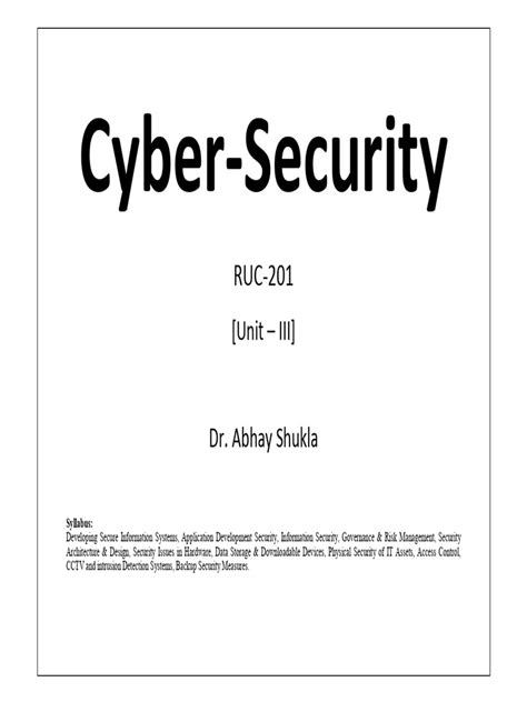 Unit Iii Class Notes Cyber Security Pdf Computer Access Control