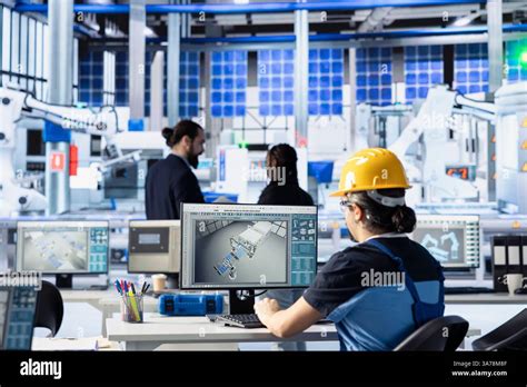 Engineer In Solar Technology Factory Reviewing System Logs On Computer To Identify Operational