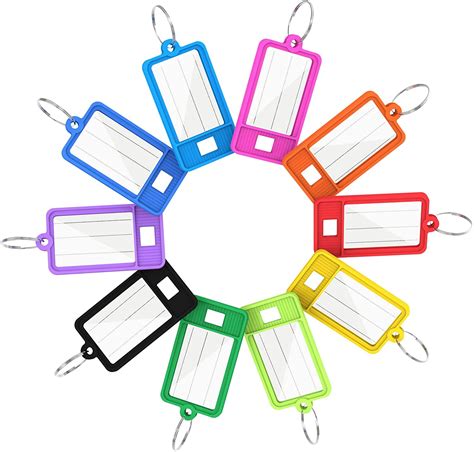 50 Pack Key Tags With Split Ring Tough Plastic Key Tags With Labels