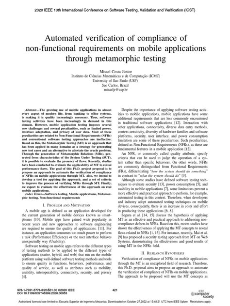 Automated Verification Of Compliance Of Non Functional Requirements On Mobile Applications