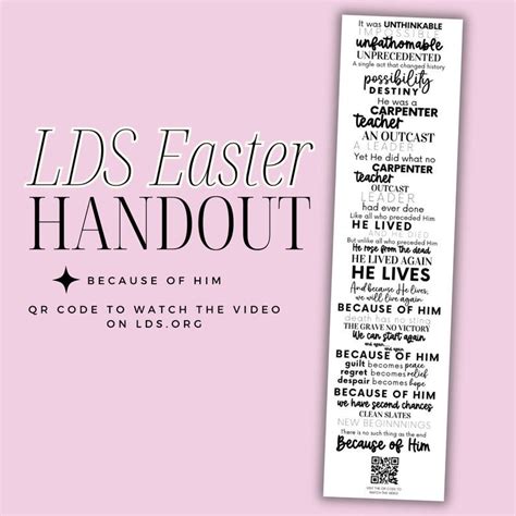Lds Easter Handout Lds Ministering T Lds Young Women Relief
