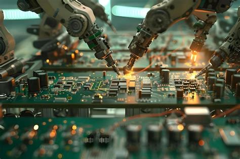 Premium Photo Robotic Arms Assembling Electronic Components On A Circuit Board Demonstrating