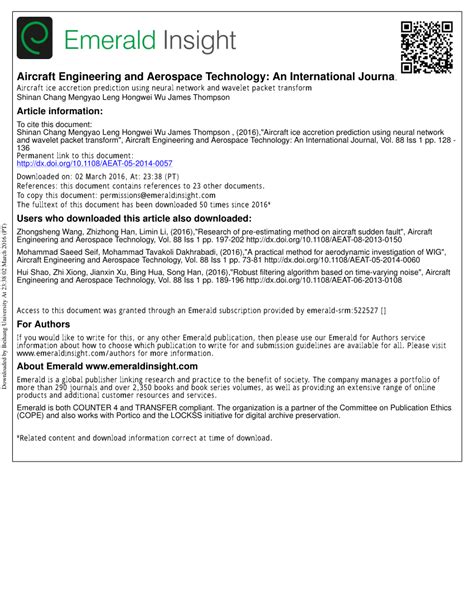 Pdf Aircraft Ice Accretion Prediction Using Neural Network And Wavelet Packet Transform