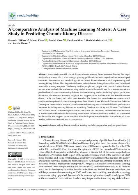PDF A Comparative Analysis Of Machine Learning Models A Case Study In Predicting Chronic
