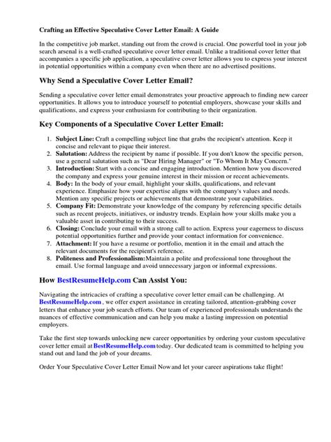 Sample Speculative Cover Letter Email Pdf Recruitment Résumé