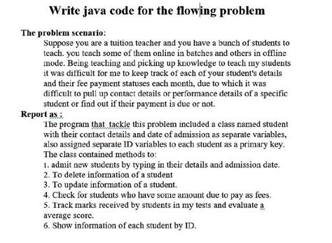 Solved Write Java Code For The Flowing Problem The Problem Chegg Com