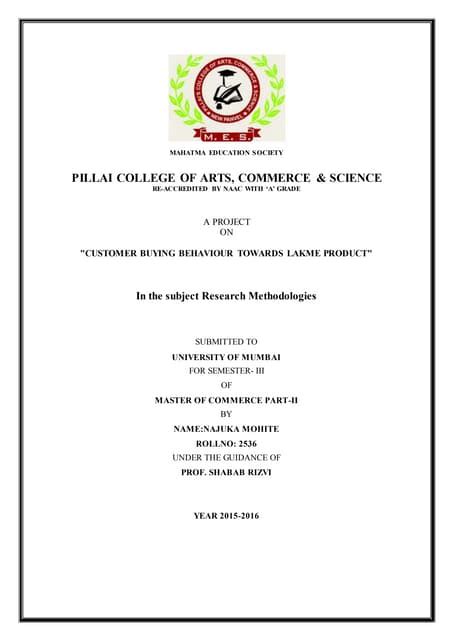 Project Report On Research Methodology Pdf