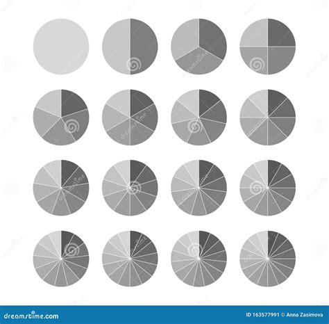 segmented circles set isolated on a white background big set of wheel