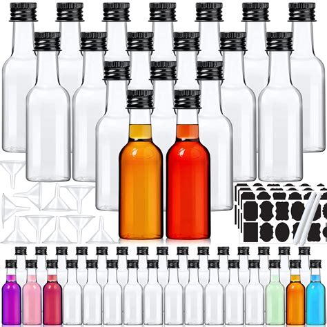 Yzxodn 35pack 1 8 Oz Mini Liquor Bottles Plastic Alcohol Bottles With Funnels Airtight Shot