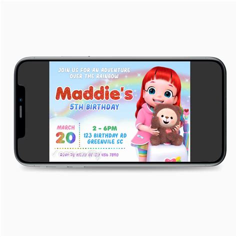 Rainbow Ruby Birthday Invitation Easy Inviting