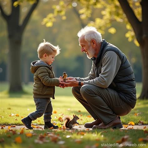 Grandpa Bonding With Grandson In The Park Stable Diffusion Online
